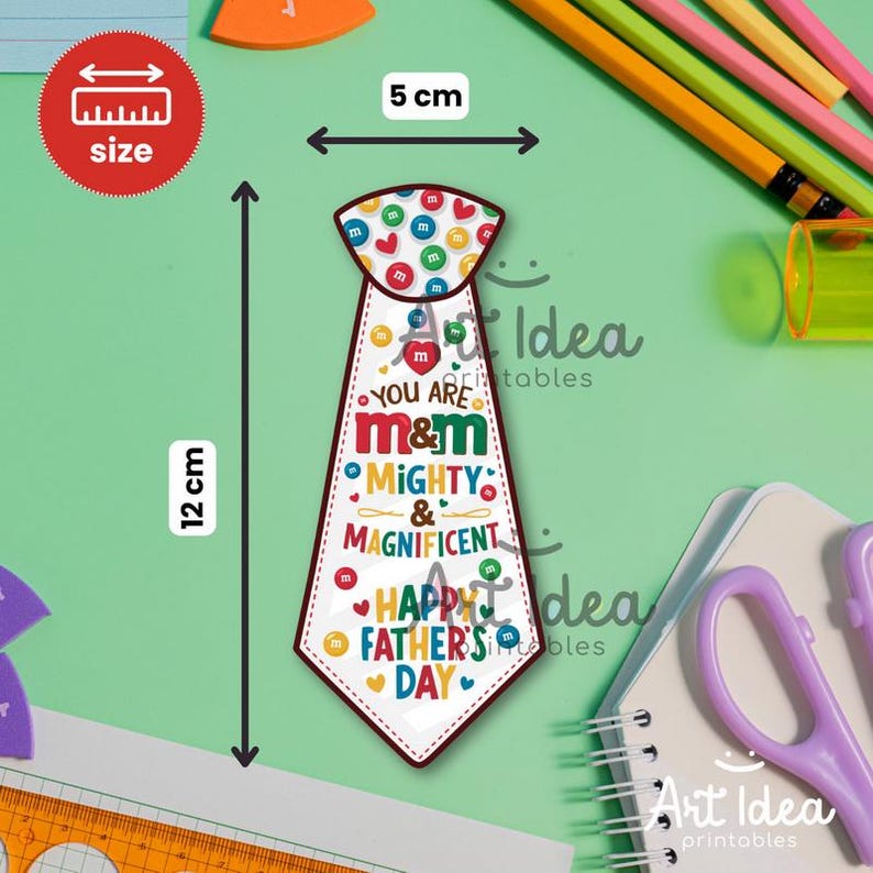 Father's Day M&M Tie Tag | Printable Chocolate Gift (digital Download ...