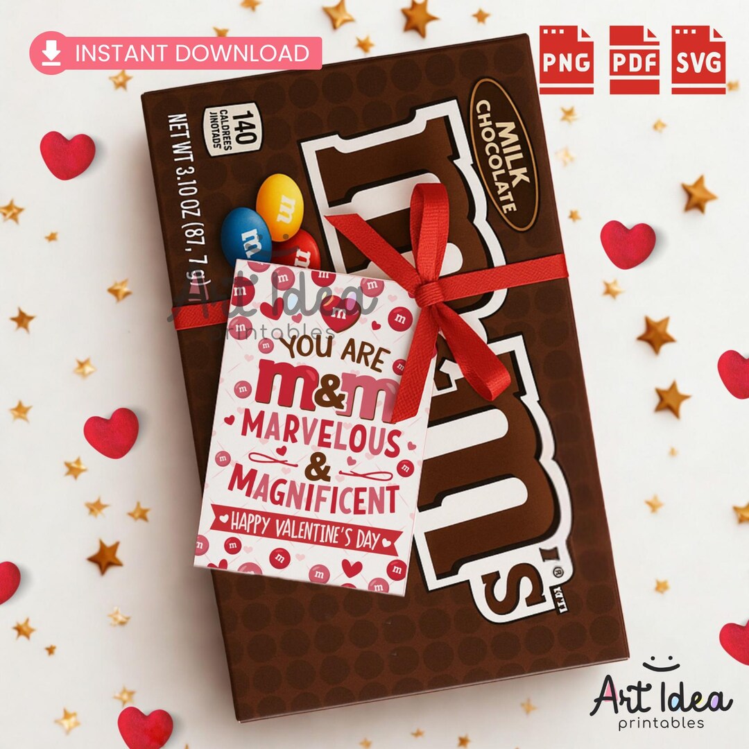 Printable Candy Favor Tag | You Are M&M Marvelous Valentine | Cute ...