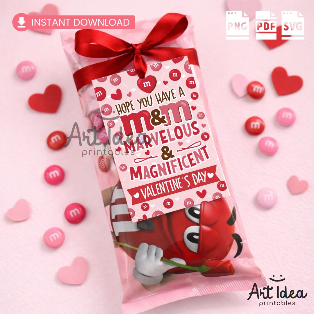 Printable Candy M&M Tag | MM Marvelous Valentine | Cute Chocolate Label ...