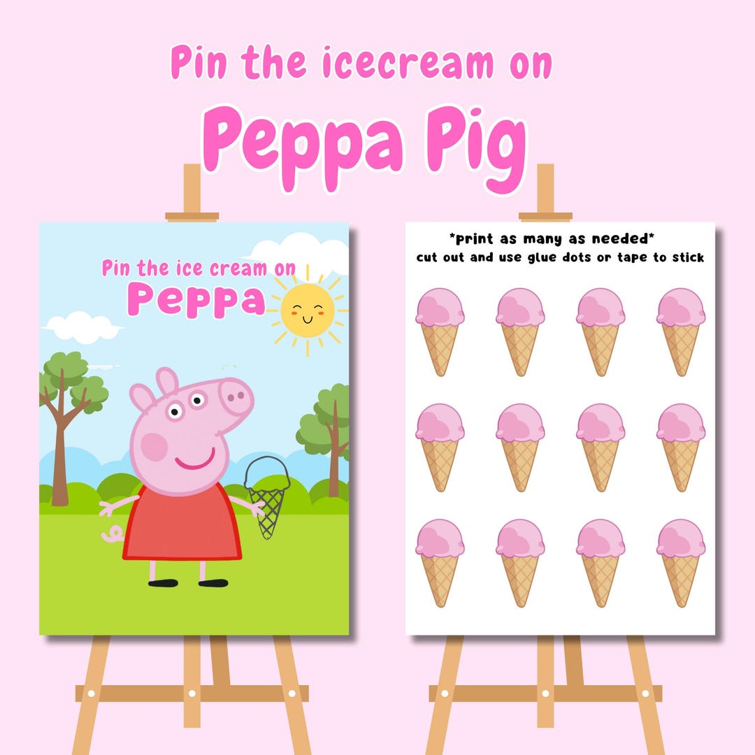 Pin the Ice Cream on Peppa Pig, Pin the Tail, Peppa Pig Party, Peppa ...
