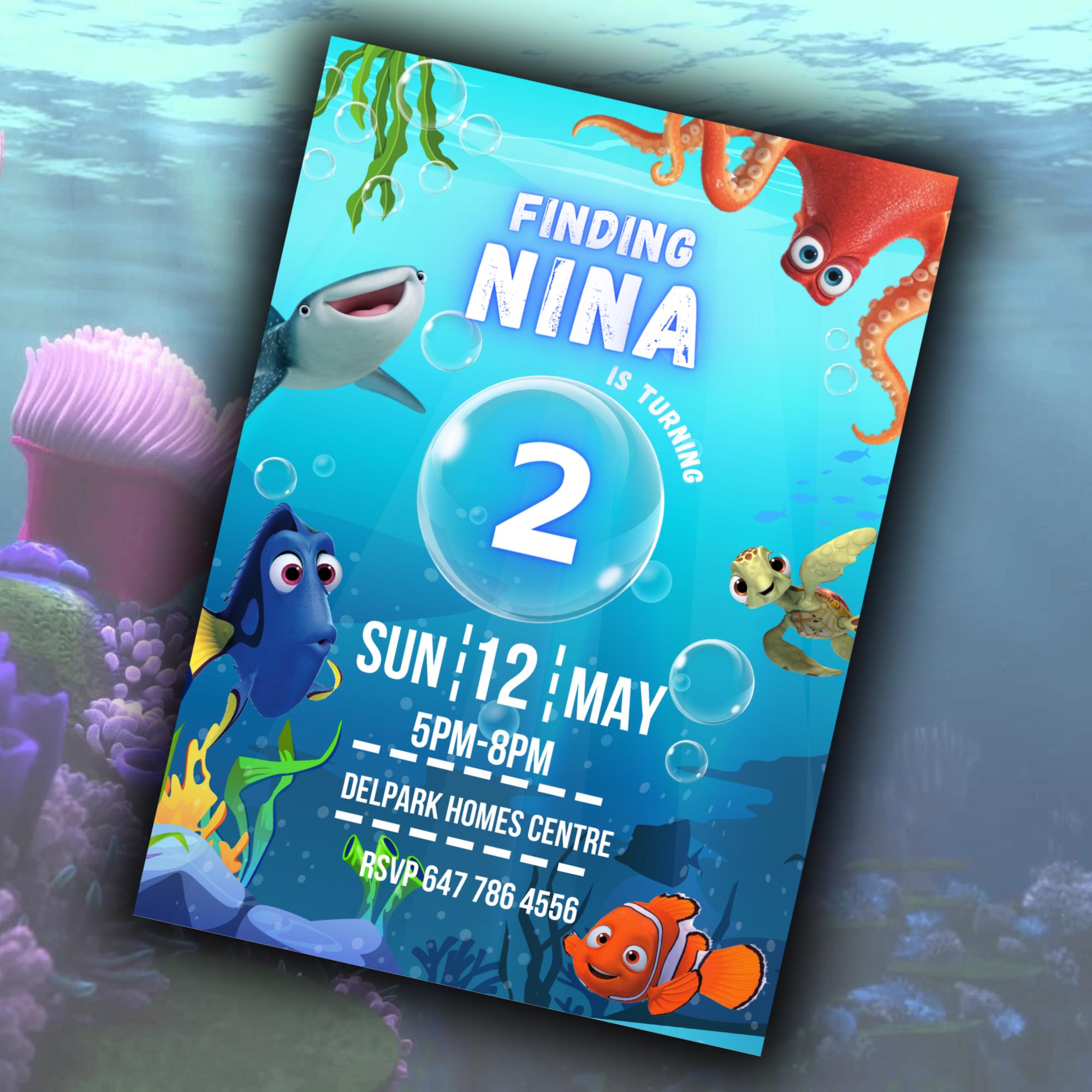 Finding Nemo Birthday, Find Nemo Birthday Invitation, Finding Nemo ...