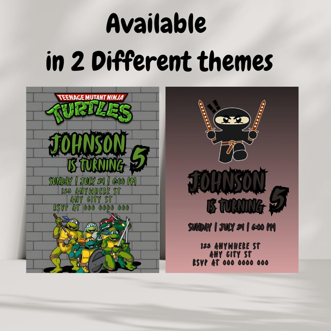 Editable Ninja Turtle Birthday Invitation | Printable Ninja Invite ...