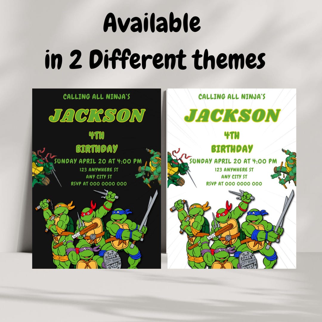 Editable Ninja Turtle Birthday Invitation | Printable Ninja Invite ...