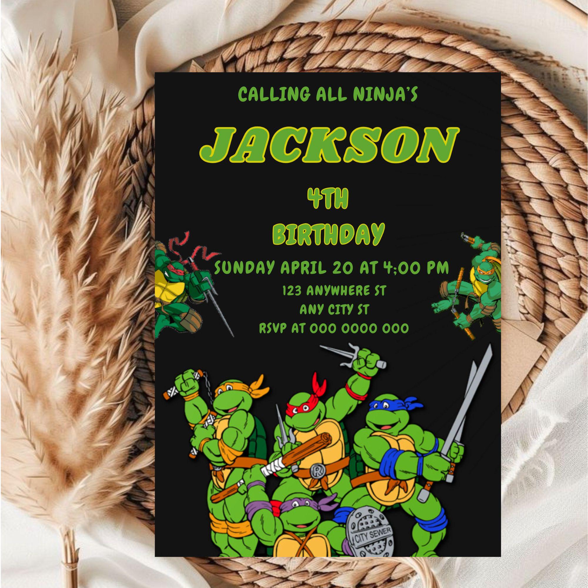 Editable Ninja Turtle Birthday Invitation | Printable Ninja Invite ...