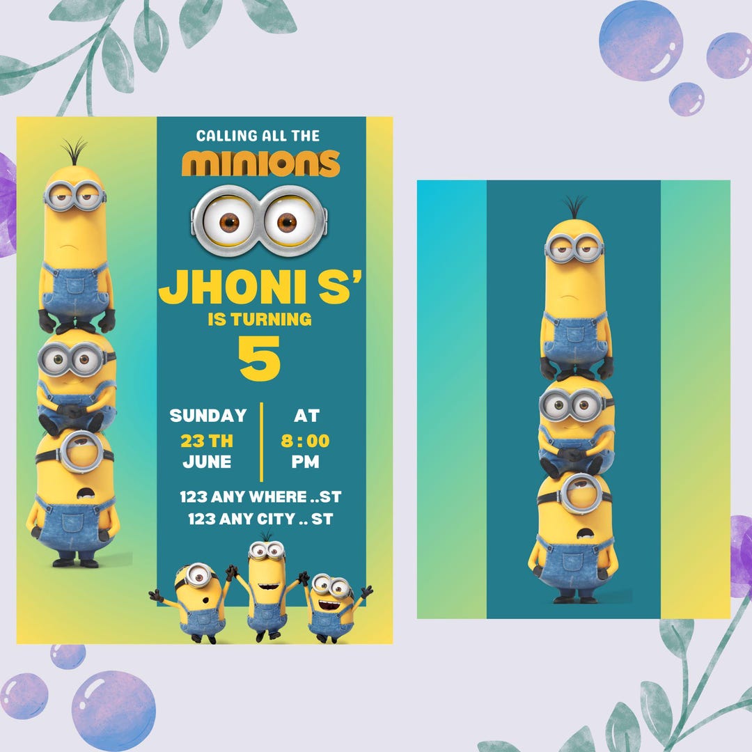 Editable Minions Birthday Invitation | Colorful Children's Party ...