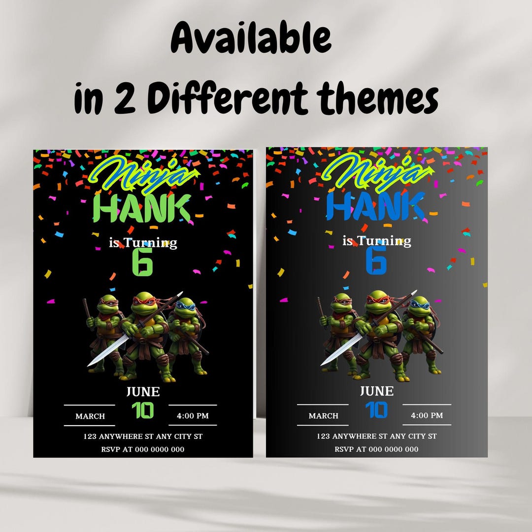 Editable Ninja Turtle Birthday Invitation | Printable Ninja Invite ...