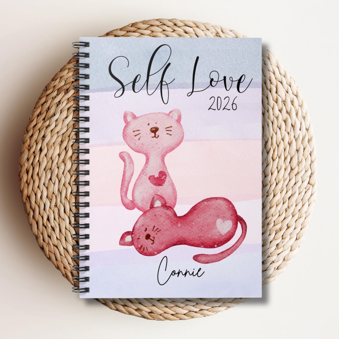 Self Love Cat Spiral Notebook | Ruled Journal, 2026 Personalized - Etsy