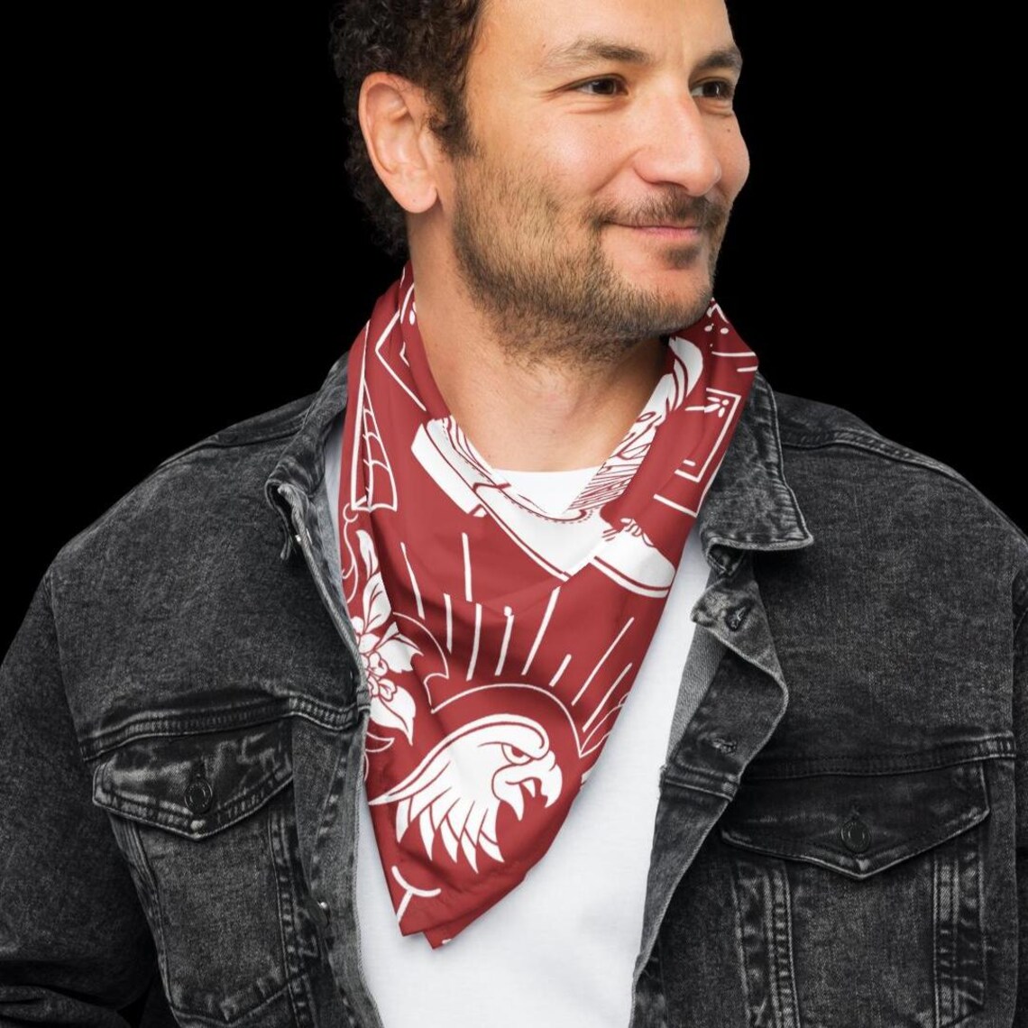 Bandana Boot Pattern Western Hanky Cowgirl and Cowboy Bandana Red ...