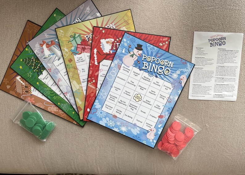 Popcorn Bingo, Board Games, Holiday Movies, Romantic Movies, Friends ...