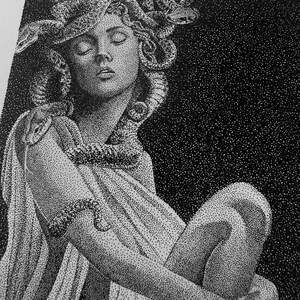 Medusa – Stippling Ink Art Print | Greek Mythology Wall Art | Fantasy ...