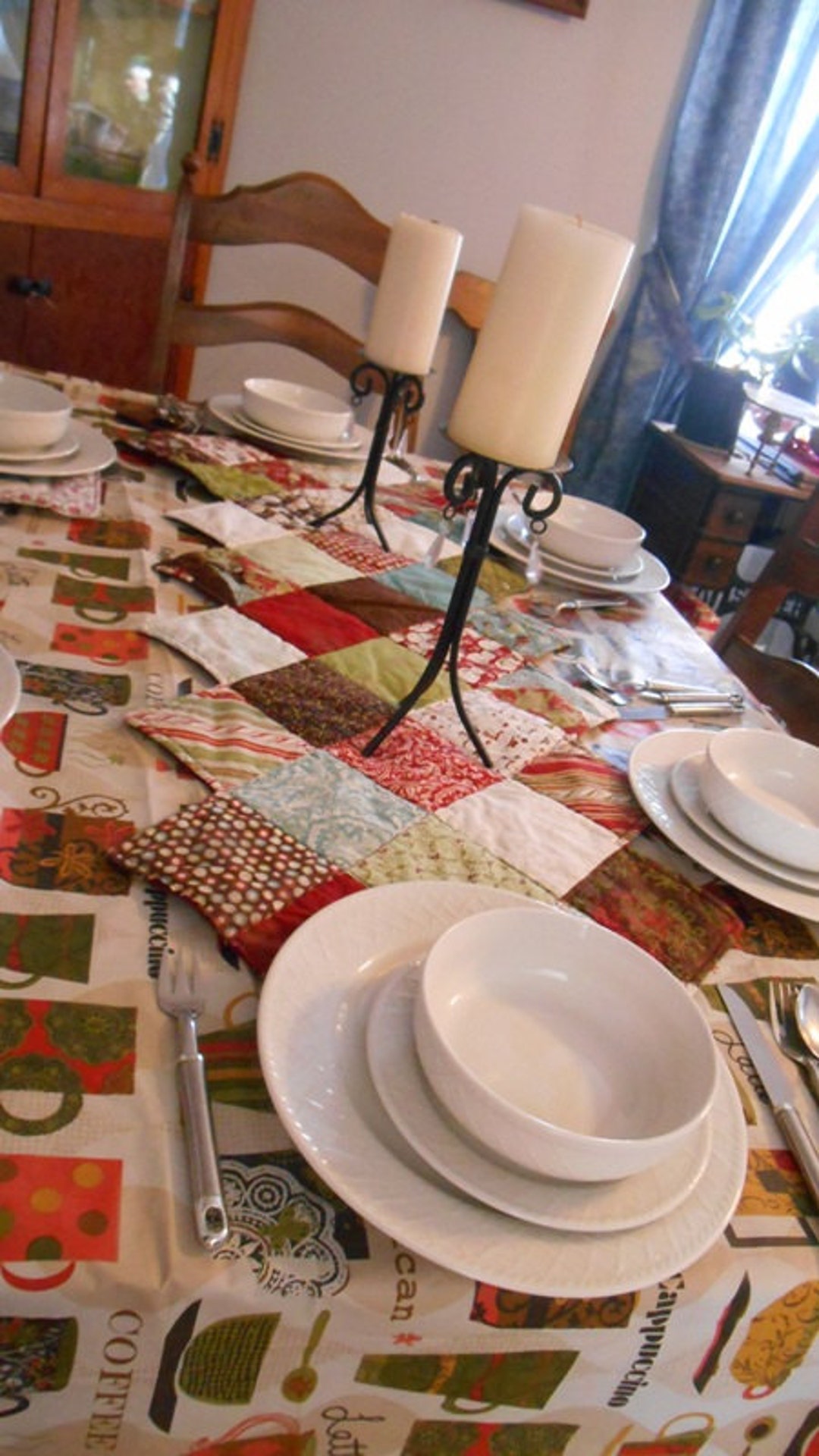 Table Runner, Zig Zag Design, Red,table Topper, Machine Quilted,table ...