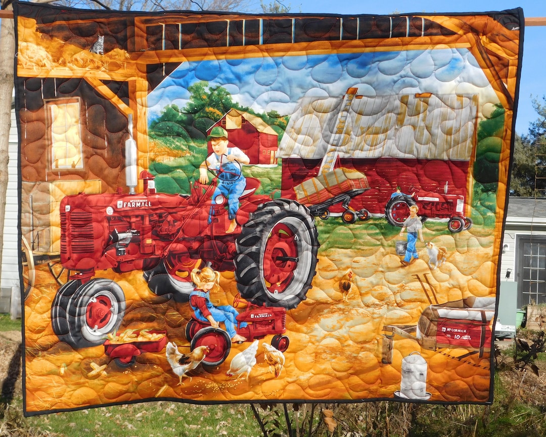 Farmall Tractor Quilt: Hand-pieced Farm Scene Wall Hanging - Etsy