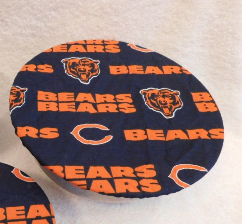 Handmade Set of Three Reusable Chicago Bears Bowl Covers, Elastic Bowl ...