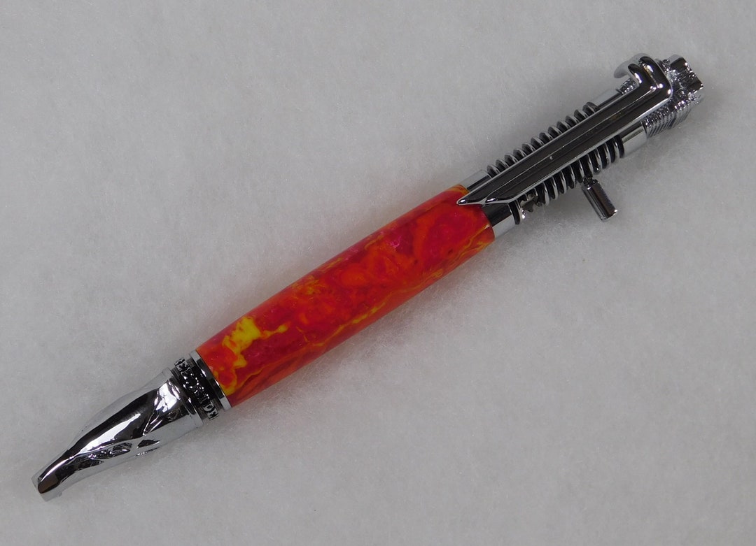 Handcrafted Motorcycle Pen: Fiery Acrylic, Chrome Hardware - Etsy