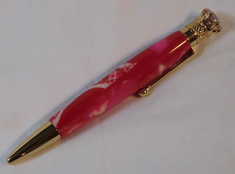Our Handcrafted Crown Jewel 24K Gold Twist Pen With a Clear - Etsy