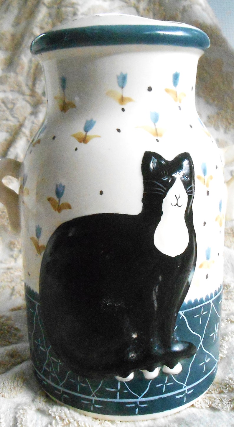 Vintage Warren Kimble Toothbrush Holder Fat Cat Tuxedo Kitty Ceramic ...