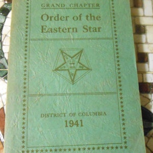 Order of the Eastern Star Grand Chapter District of Columbia 1941 Rare ...