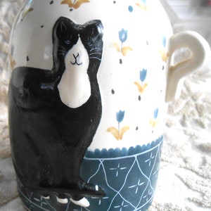 Vintage Warren Kimble Toothbrush Holder Fat Cat Tuxedo Kitty Ceramic ...