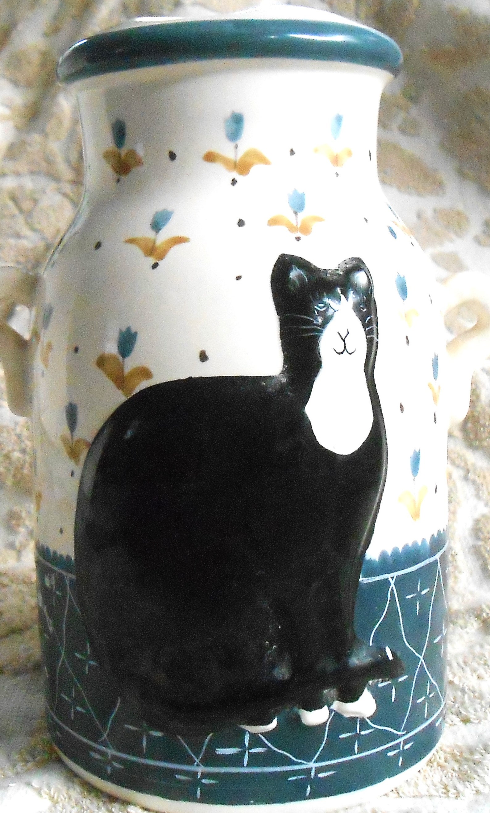 Vintage Warren Kimble Toothbrush Holder Fat Cat Tuxedo Kitty Ceramic ...
