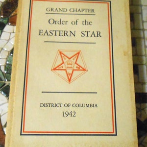 Order of the Eastern Star Grand Chapter District of Columbia 1942 Rare ...