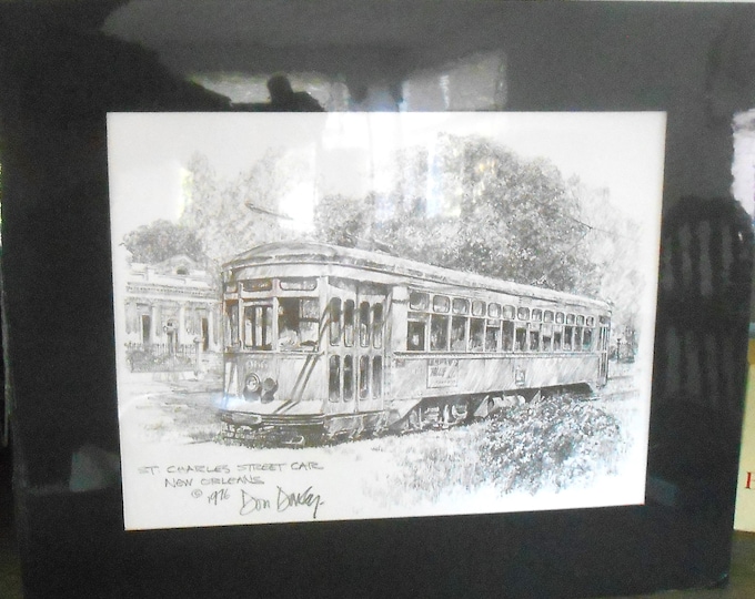 1976 Don Davey Matted Print St Charles Street Car New Orleans Sealed ...