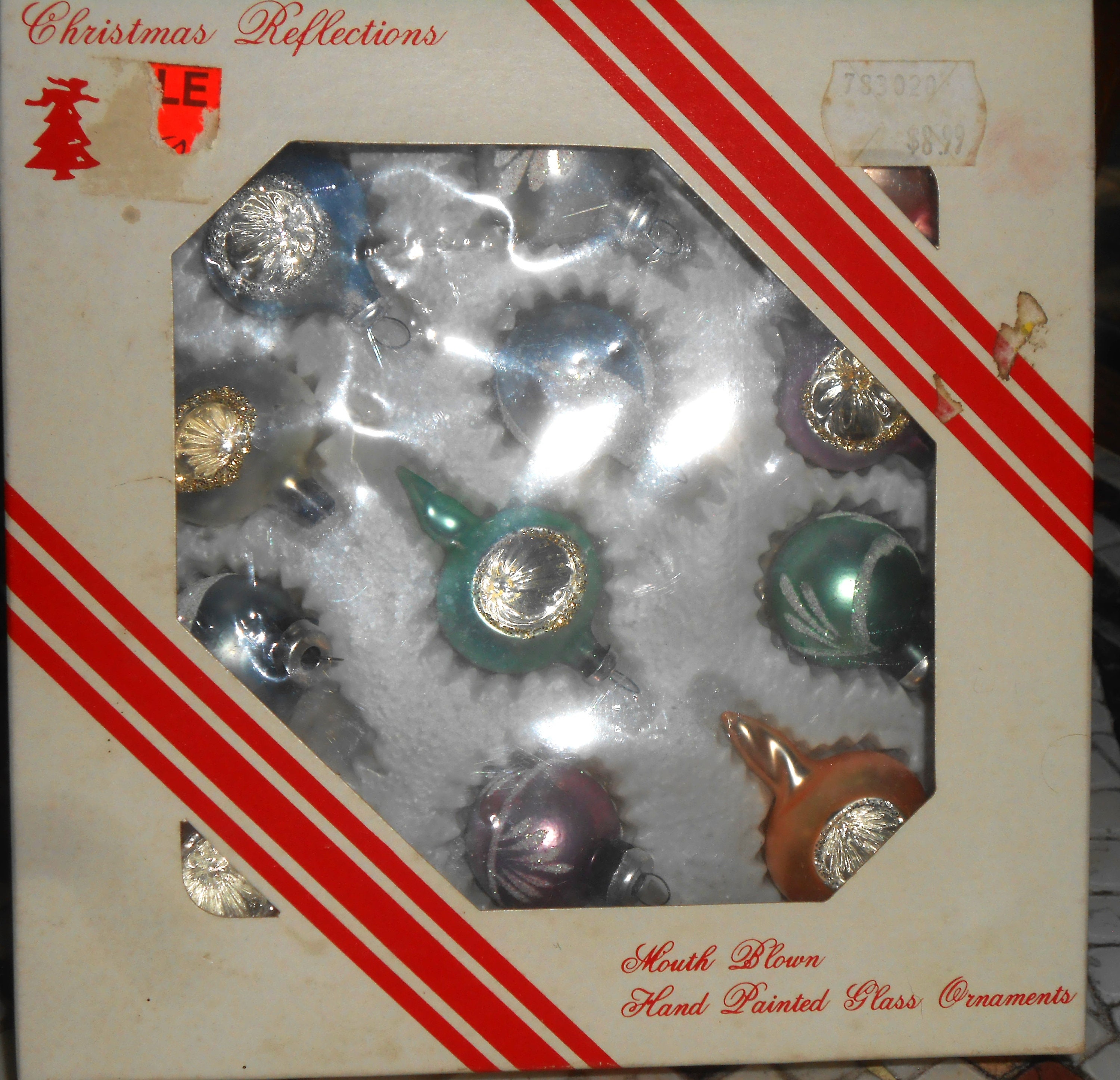 Vintage Set of 12 Mercury Glass Indent & Flocked Ornaments by Indulampa ...