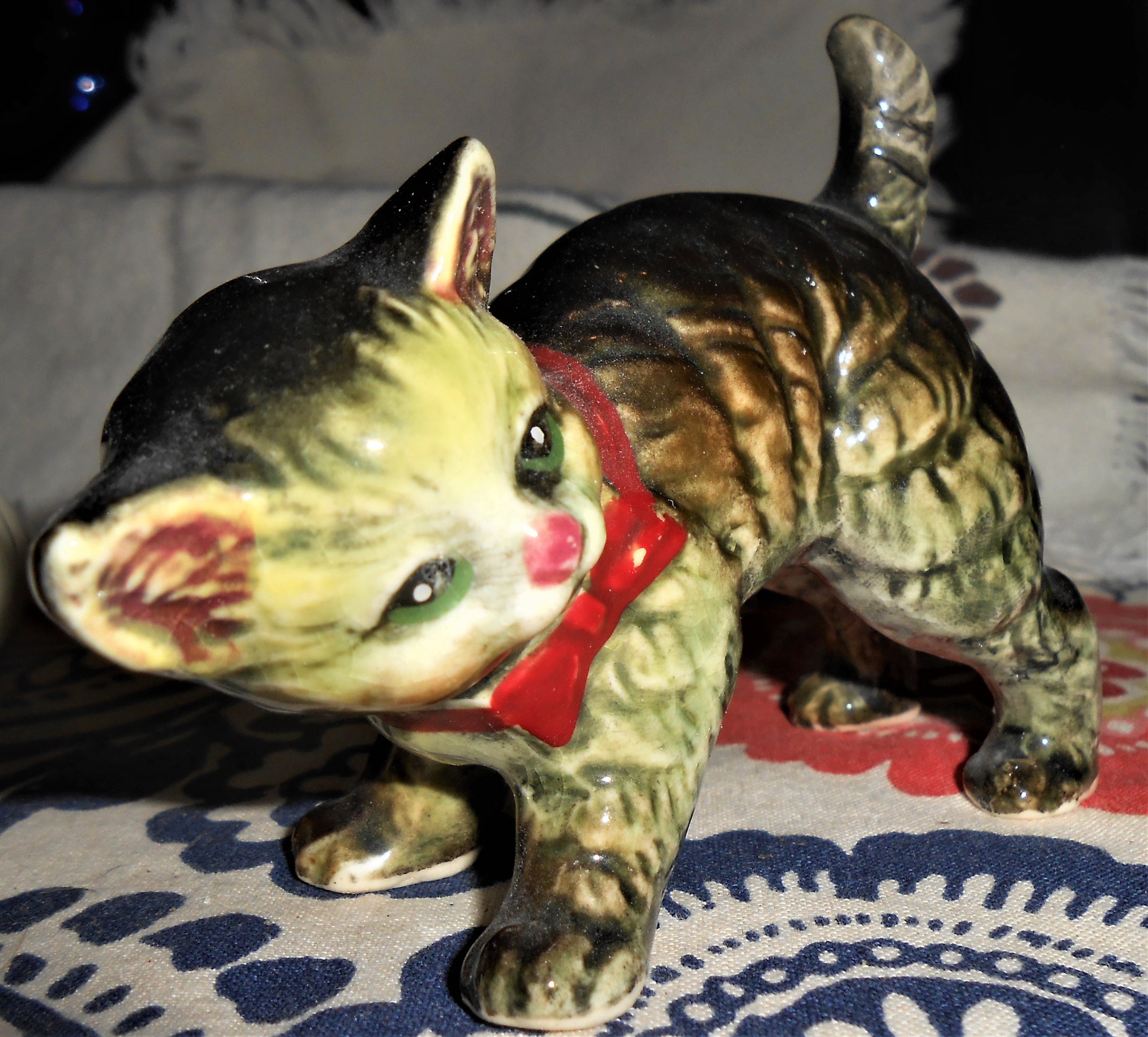 Vintage 2pc Set Miniature Cat Figurine Japan Hand Painted Kasuga Ware ...