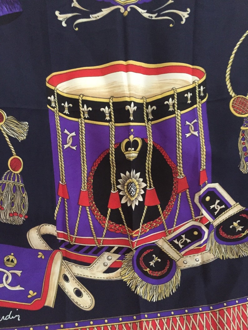Regal Red and Purple Drum Corps Design on Black Vintage PIERRE CARDIN ...