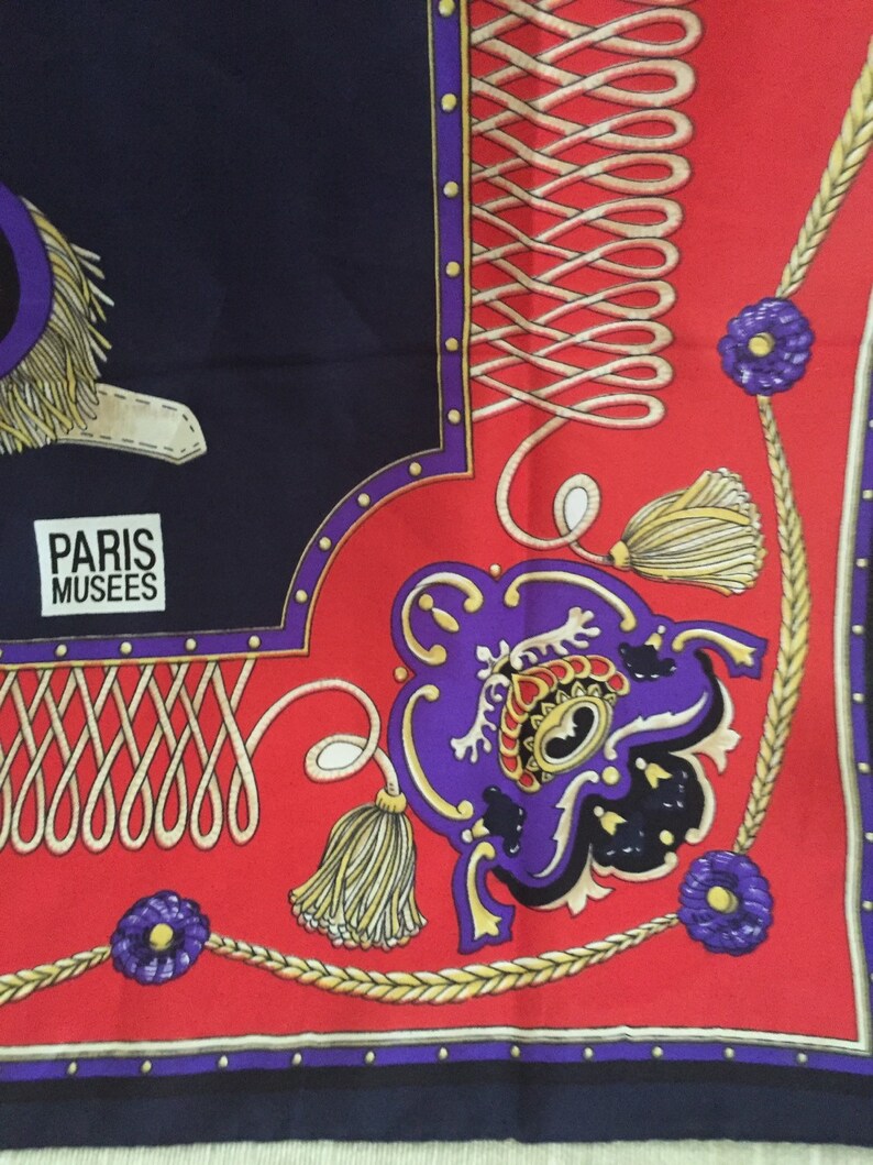 Regal Red and Purple Drum Corps Design on Black Vintage PIERRE CARDIN ...