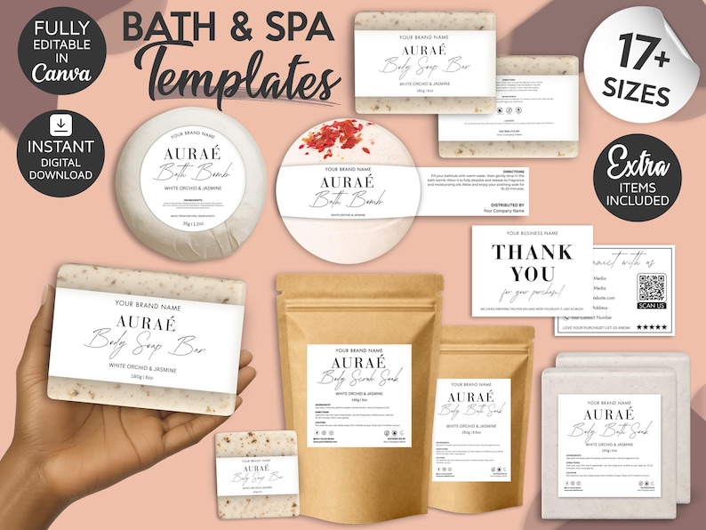 Bath Product Label Templates Bundle, Soap Labels, Pouch Label Design ...