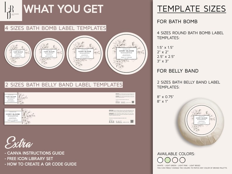Bath Bomb Label Templates, DIY Printable Band Label, Custom Wrap Around ...