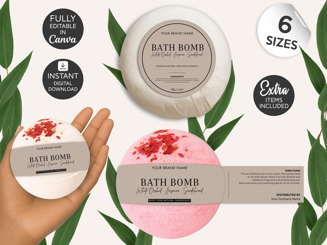 Bath Bomb Label Templates, DIY Printable Band Label, Custom Wrap Around ...