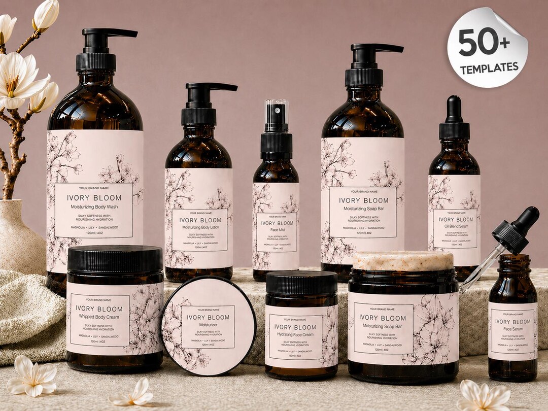 Cosmetic Label Templates Bundle for Canva, DIY Skincare and Body ...