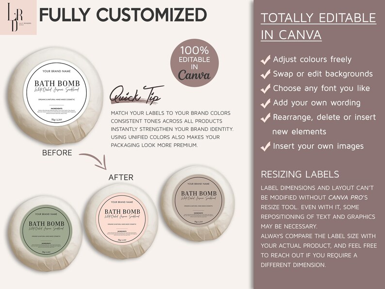 Bath Bomb Label Templates, DIY Printable Band Label, Custom Wrap Around ...