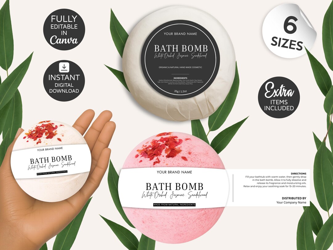 Bath Bomb Label Templates, DIY Printable Band Label, Custom Wrap Around ...