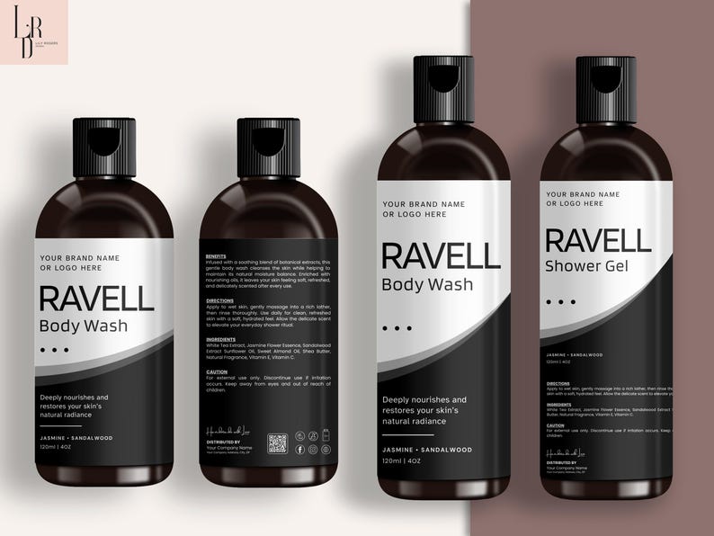 Cosmetic Bottle Label Templates, DIY Body Product Canva Labels, Shampoo ...