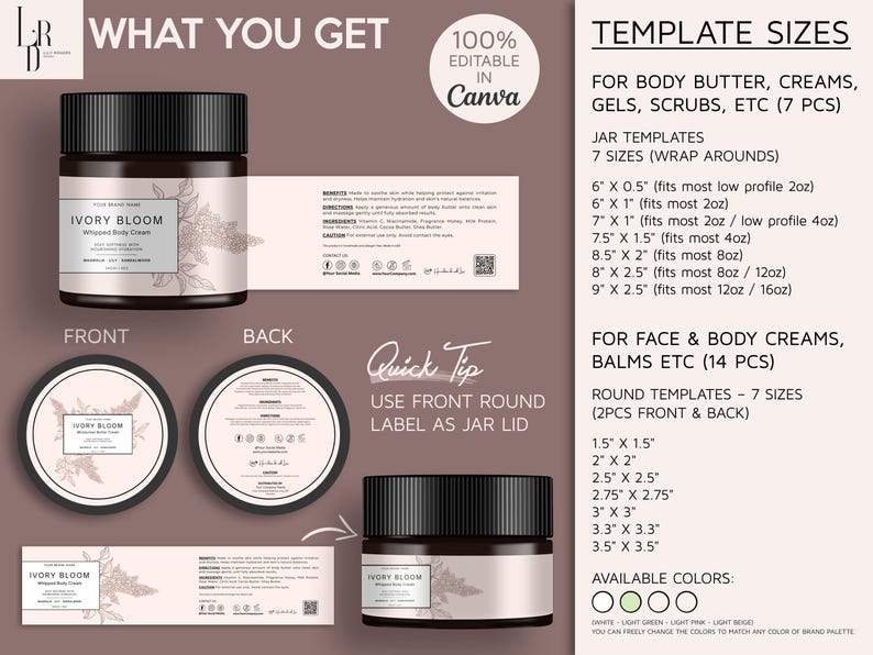 Cosmetic Label Templates Bundle for Canva, DIY Skincare and Body ...