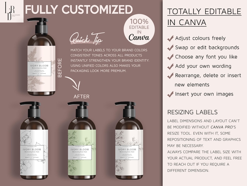 Cosmetic Label Templates Bundle for Canva, DIY Skincare and Body ...