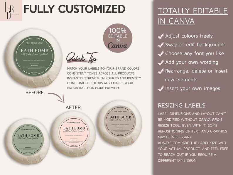 Bath Bomb Label Templates, DIY Printable Band Label, Custom Wrap Around ...