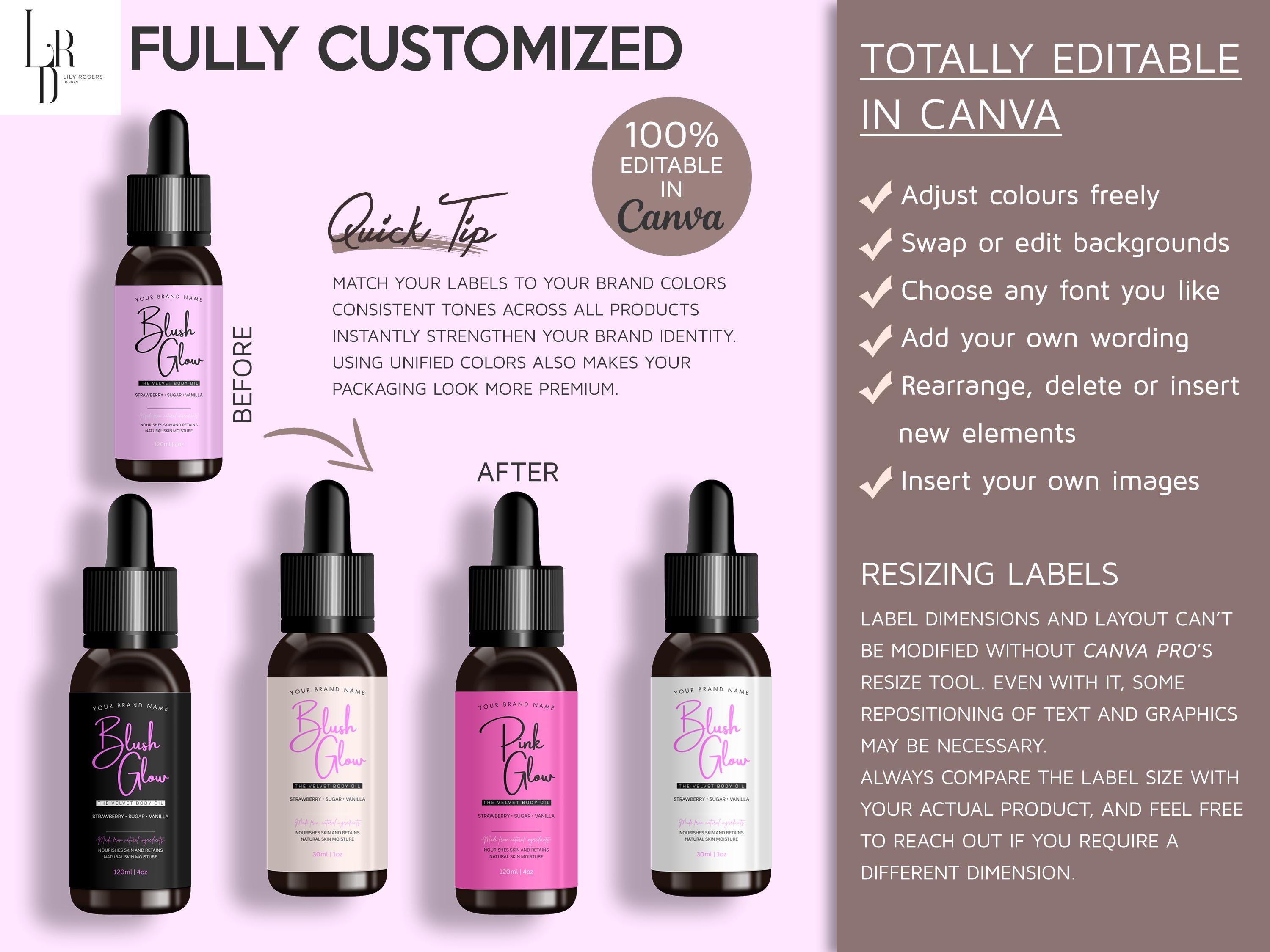 Oil Dropper Bottle Label Templates, DIY Essential Oils Labels, 1oz, 2oz ...