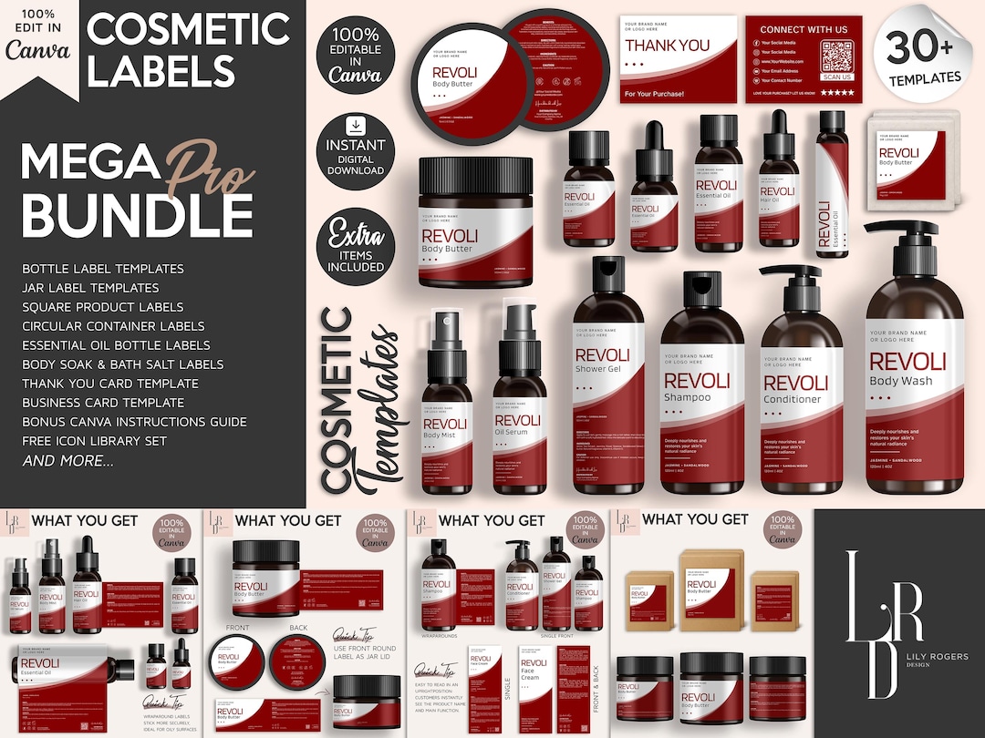Cosmetic Label Templates Bundle, DIY Skincare and Body Product, Custom ...
