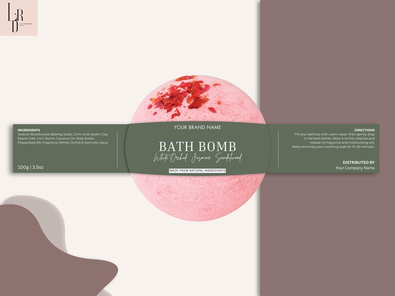 Bath Bomb Label Templates, DIY Printable Band Label, Custom Wrap Around ...