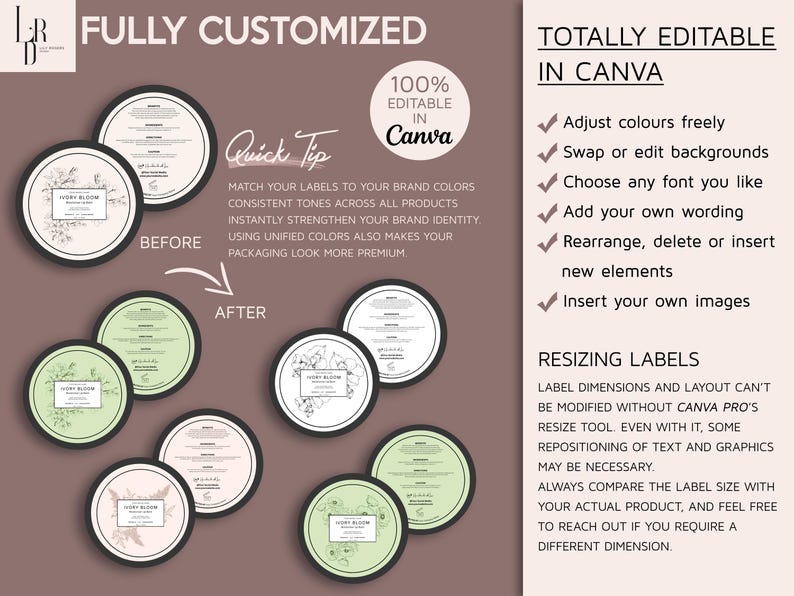 Lip Balm Label Templates for Canva, DIY Printable Chapstick Label ...