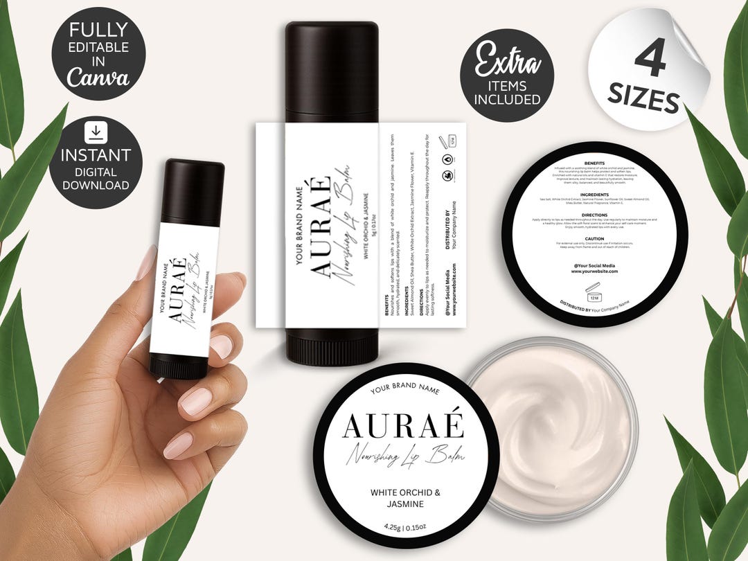 Lip Balm Label Templates for Canva, DIY Printable Chapstick Label ...