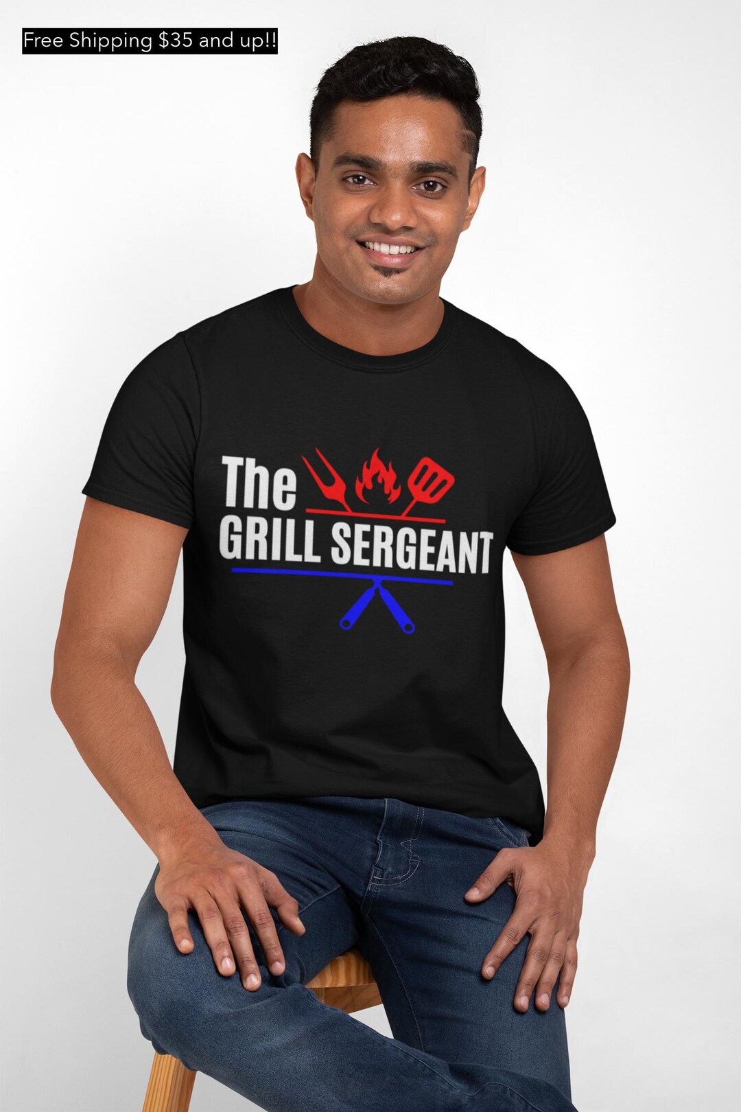 Custom the Grill Sergeant T-shirt – Funny BBQ Dad Shirt, Comfort Colors ...