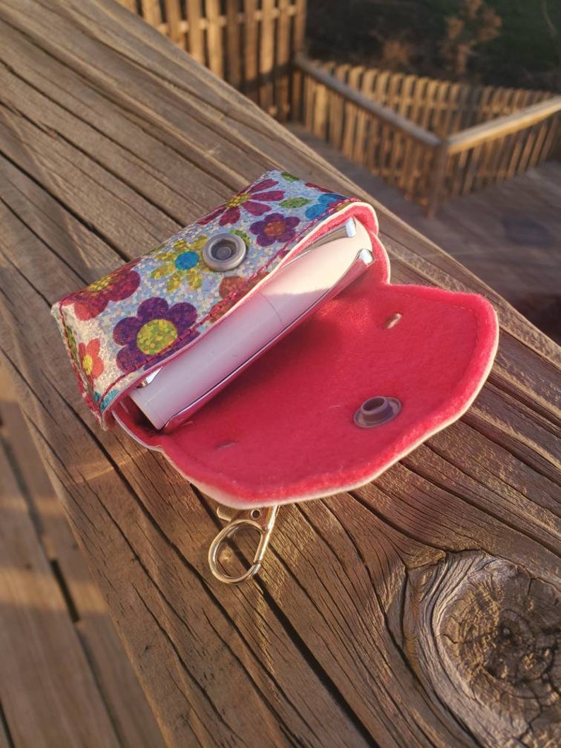 Pink and White Stripe Vinyl Mini Purse / Key Fob - Etsy