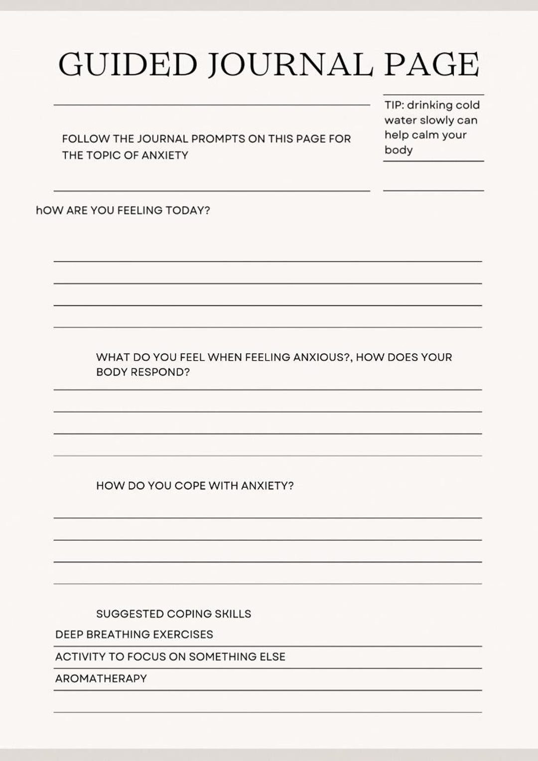 Instant Digital Download Journal Prompt Guided Journaling for Anxiety ...