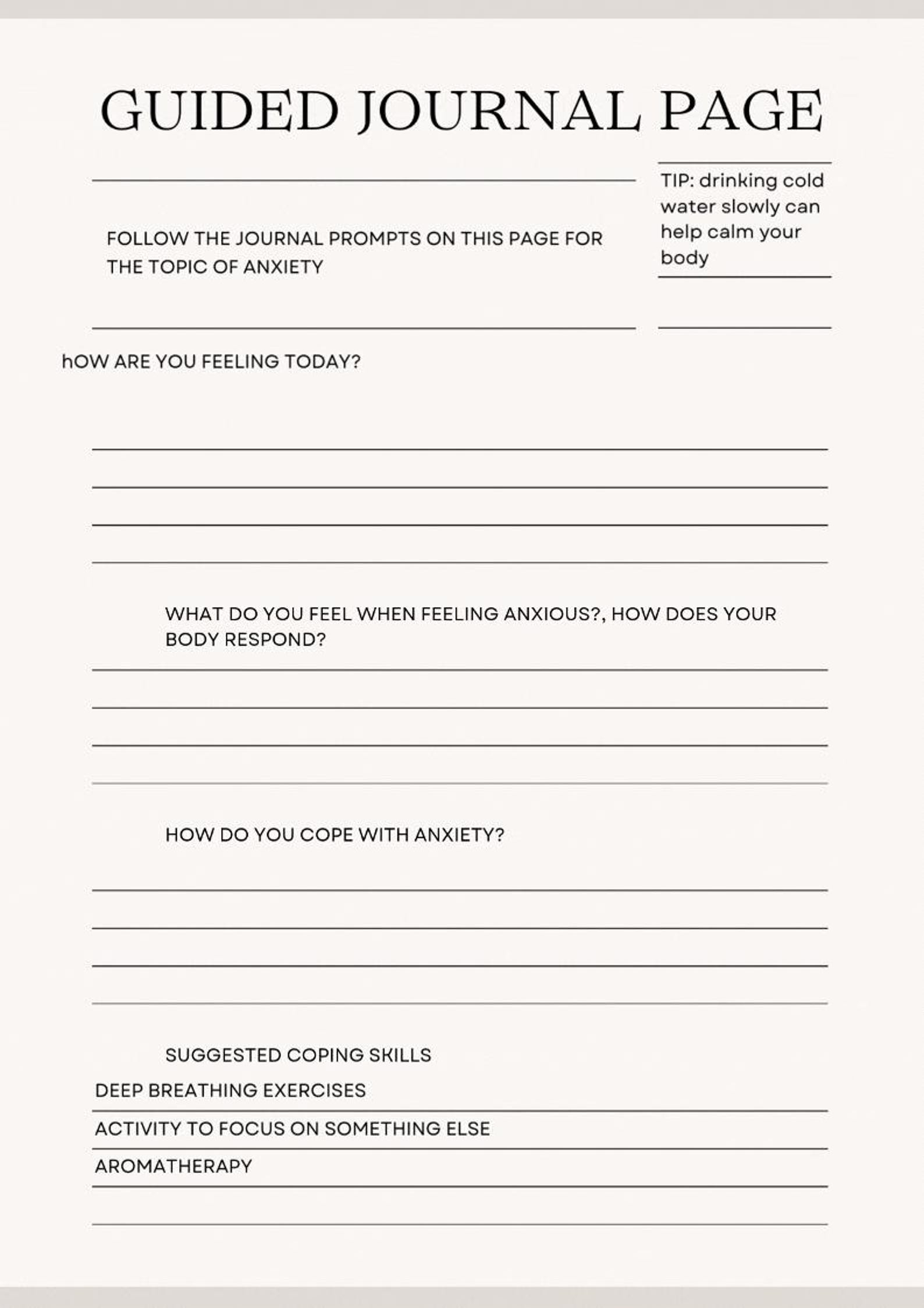 Guided Journaling for Anxiety Relief for Managing Emotions Digital ...