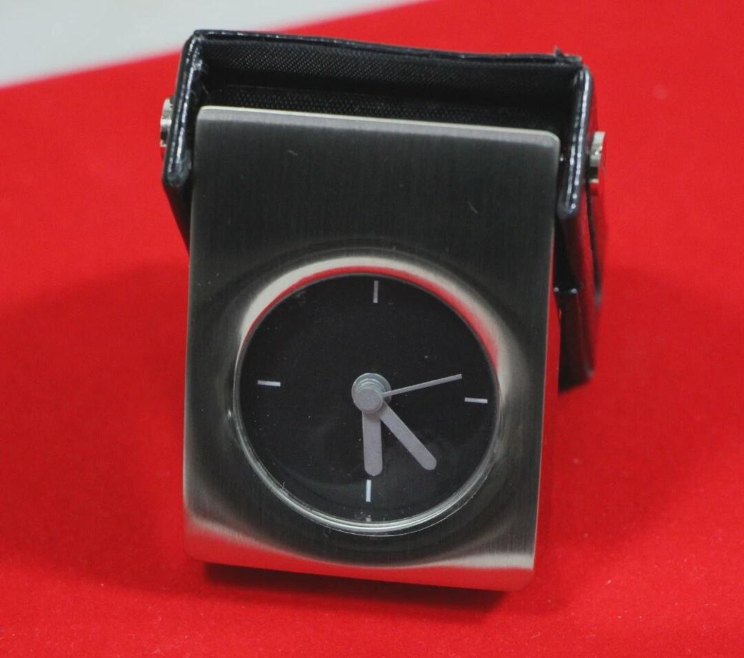 Black Leather - Stainless Steel - Stand up Desk Clock - Etsy