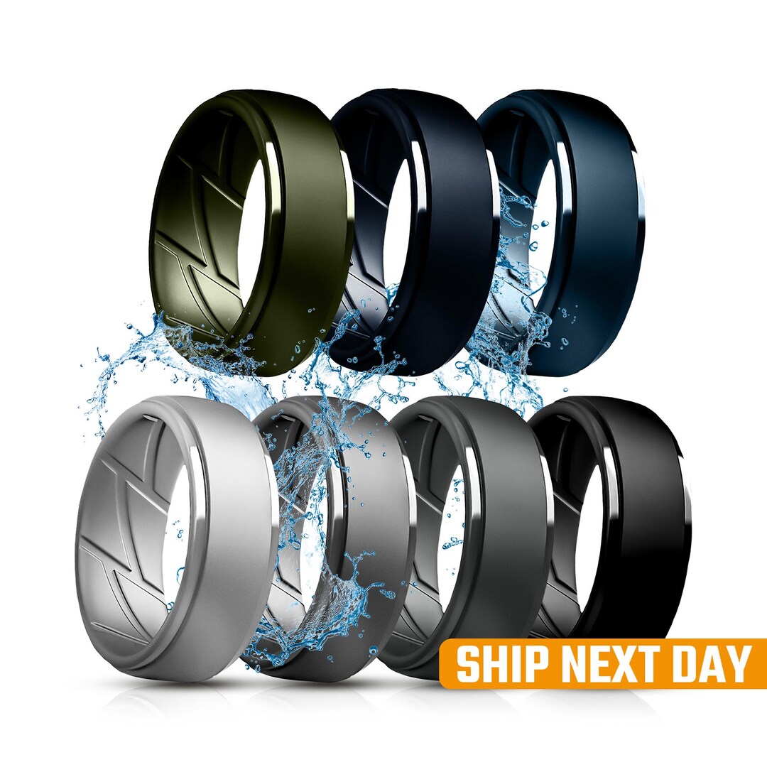 Silicone Ring Pack 7 Colors | Men and Women’s Flexible Rubber Wedding ...